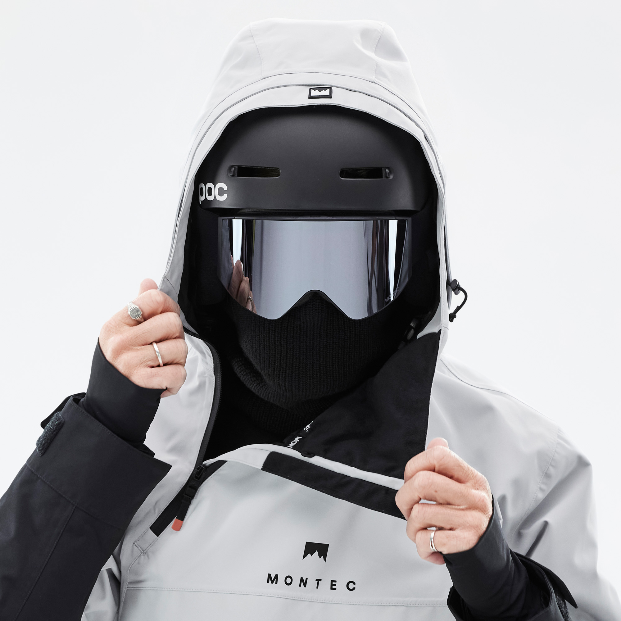 Montec Dune Men's Snowboard Jacket Light Grey/Black | Montecwear.com