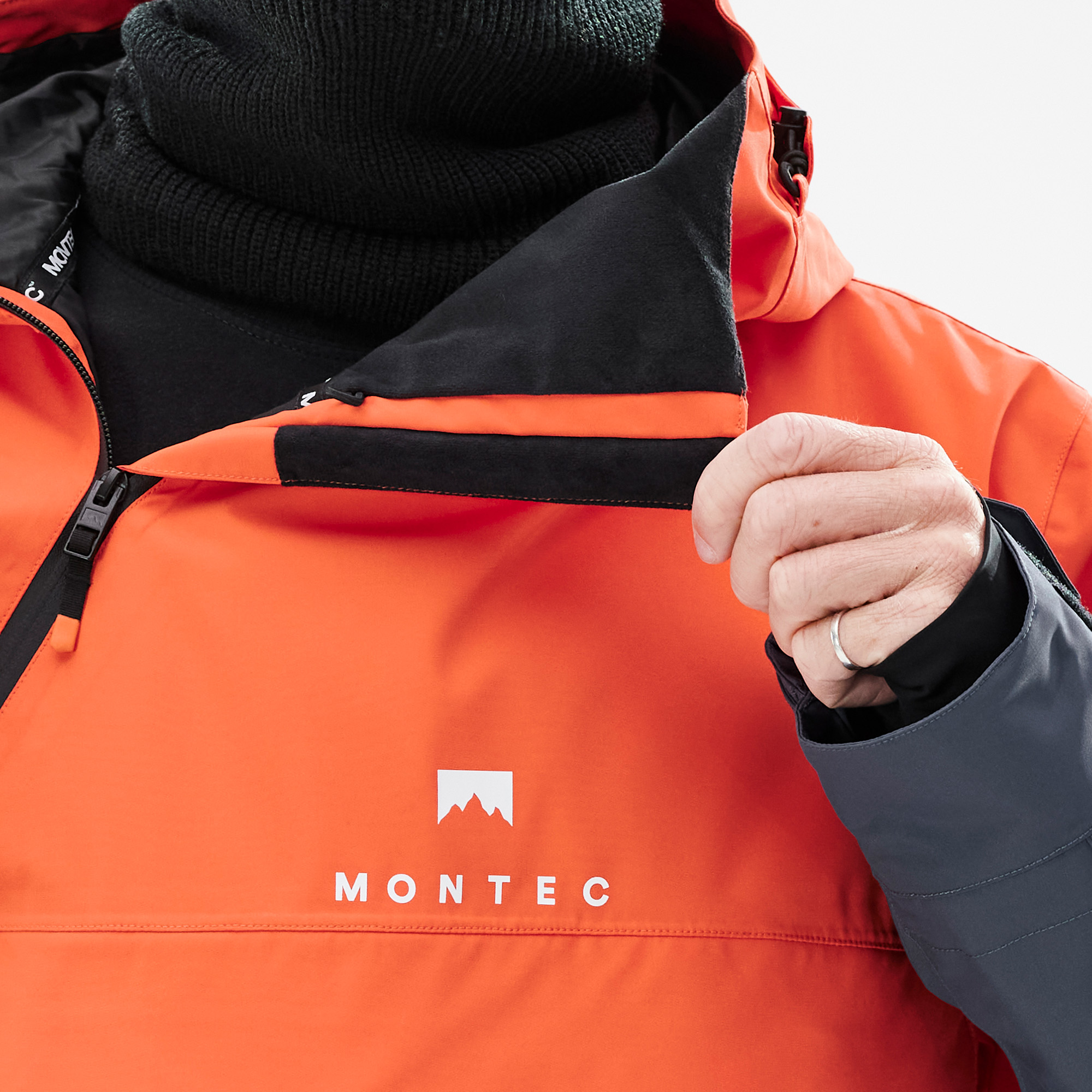Montec Dune Men's Snowboard Jacket Orange/Black/Metal Blue | Montecwear.com