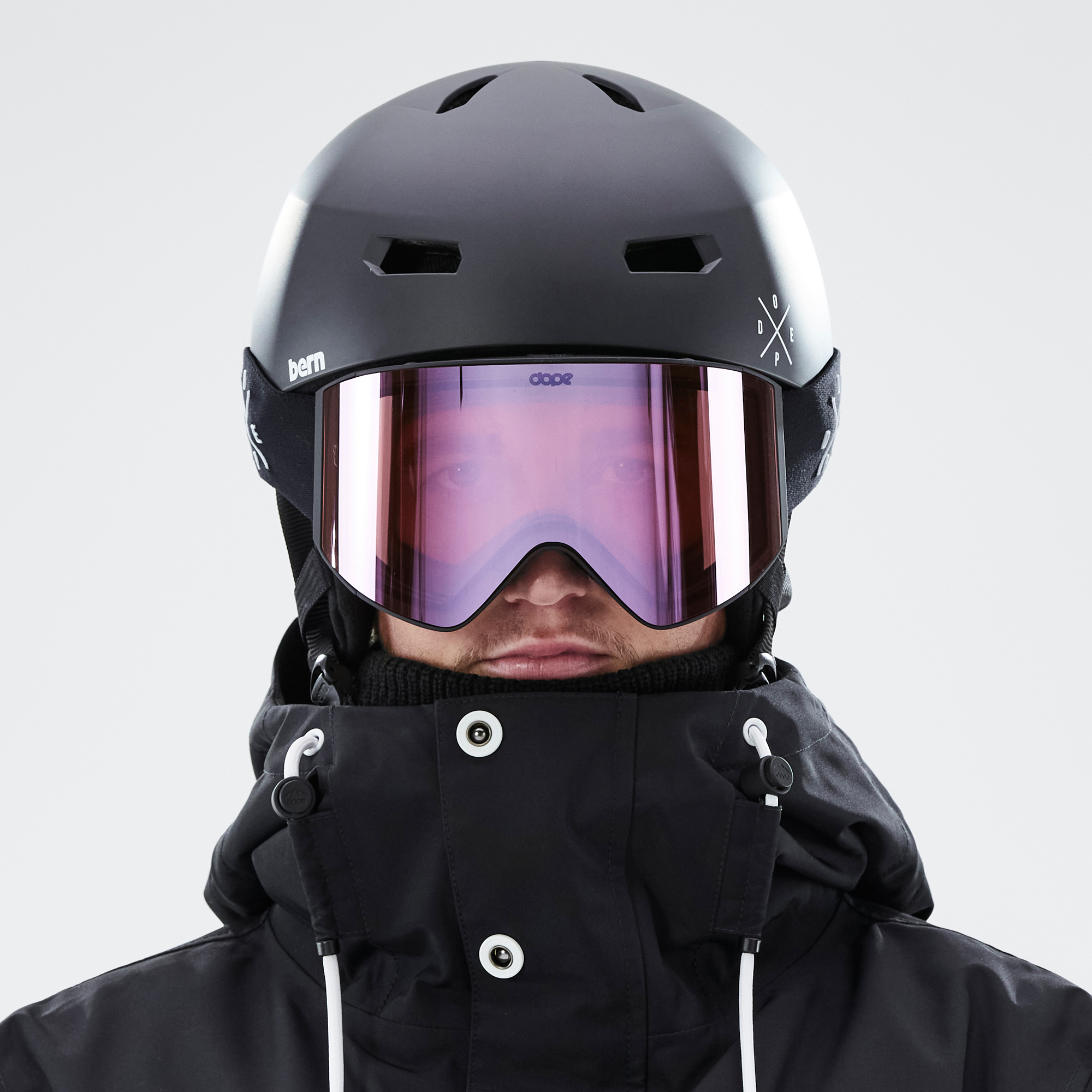 Dope Sight Ski Goggles Men Black W/Black Pink Mirror | Dopesnow.com