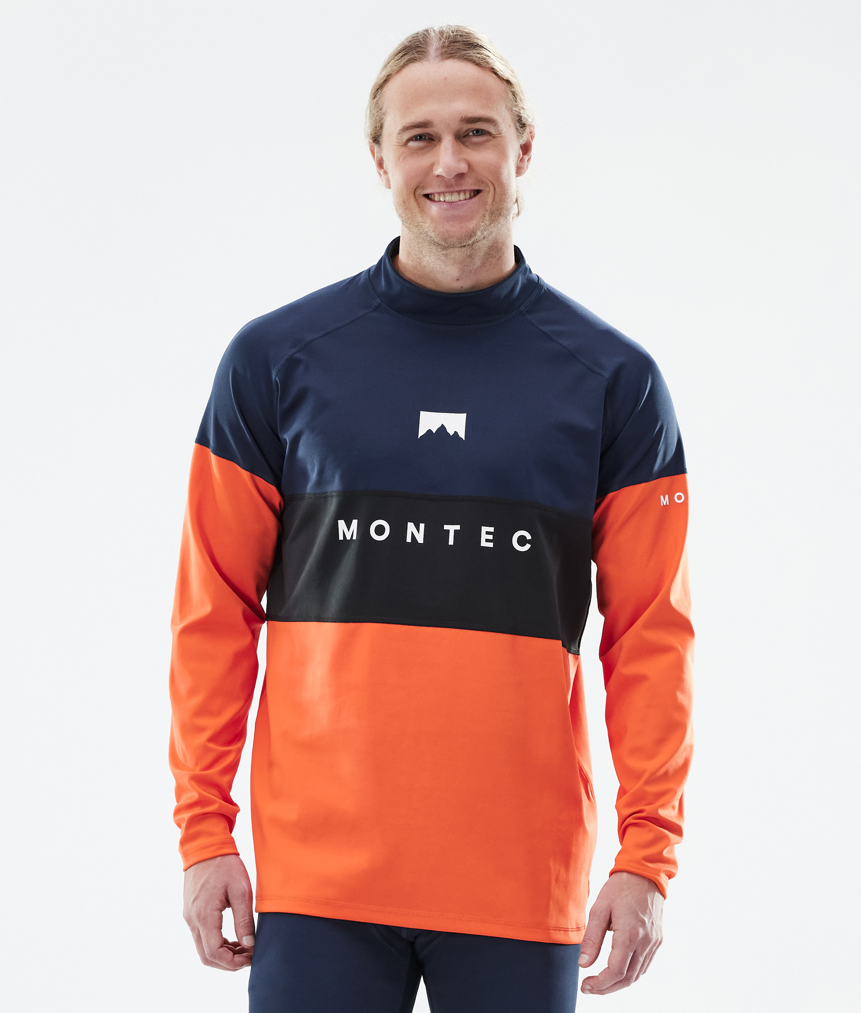 Montec Alpha Base Layer Top Men Dark Blue/Black/Orange | Montecwear.com